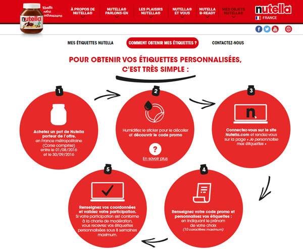 Nutella vous offre vos étiquettes personnalisées, si vous avez le bon ...